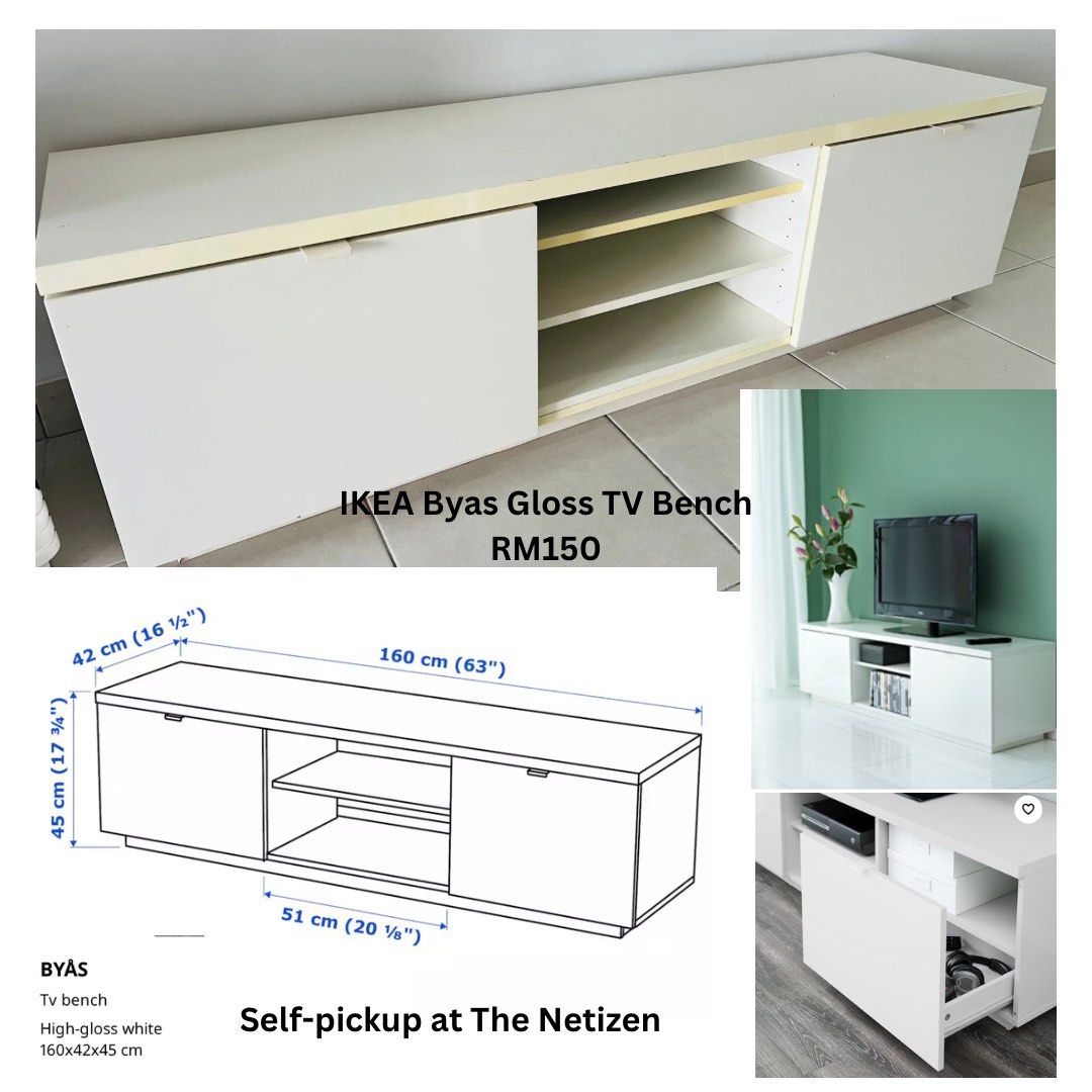 TV Bench | TV Cabinet |IKEA Byas, Furniture & Home Living, Furniture ...