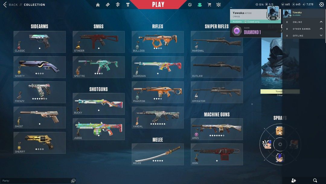 Valorant account with Oni 2nd bundle skins & Diamond1 rank Valo acc ...