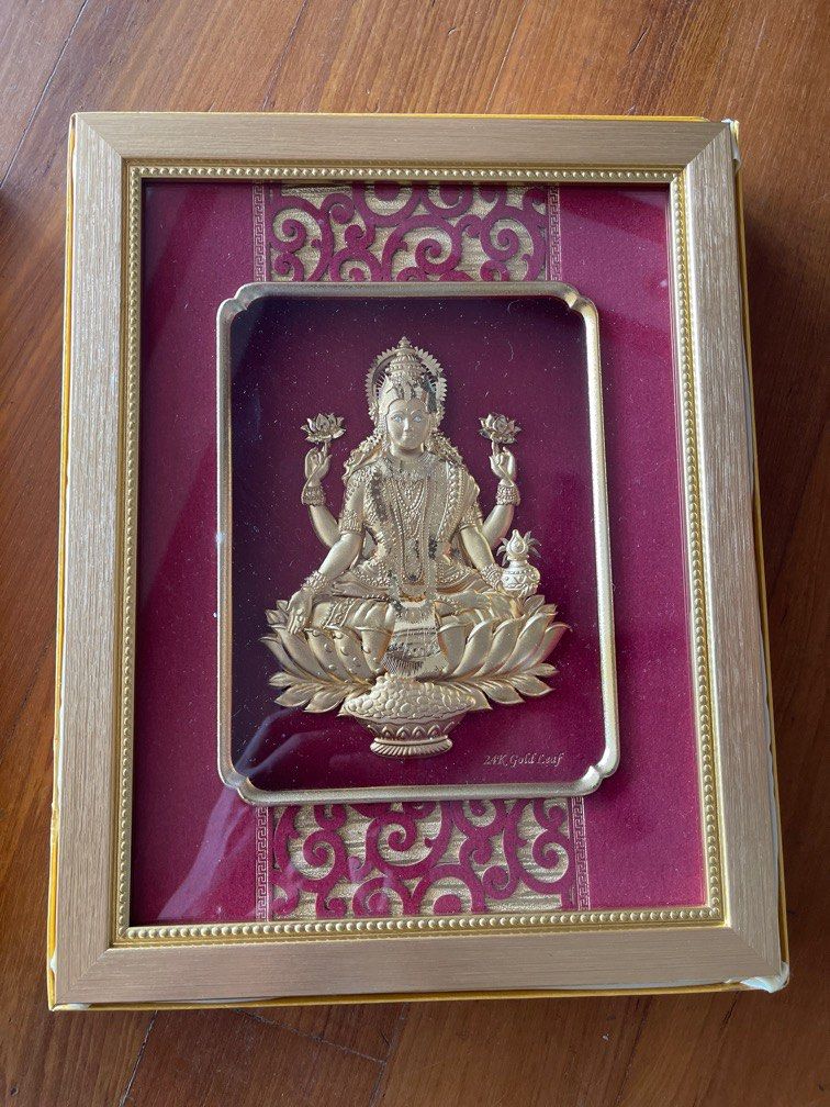 24K gold Lakshmi in frame, Hobbies & Toys, Memorabilia & Collectibles ...