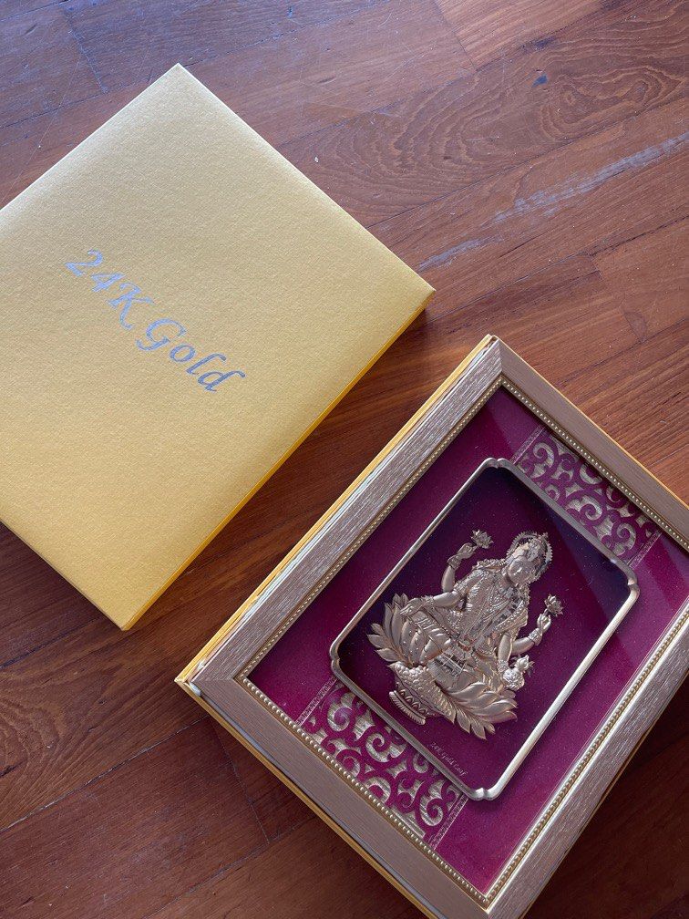 24K gold Lakshmi in frame, Hobbies & Toys, Memorabilia & Collectibles ...