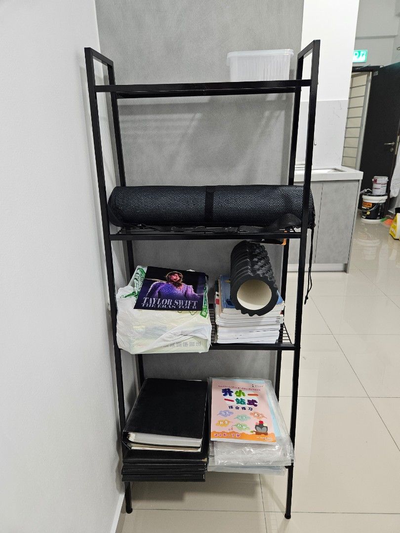 3 Tier Black Steel Rack, Furniture & Home Living, Furniture, Shelves ...