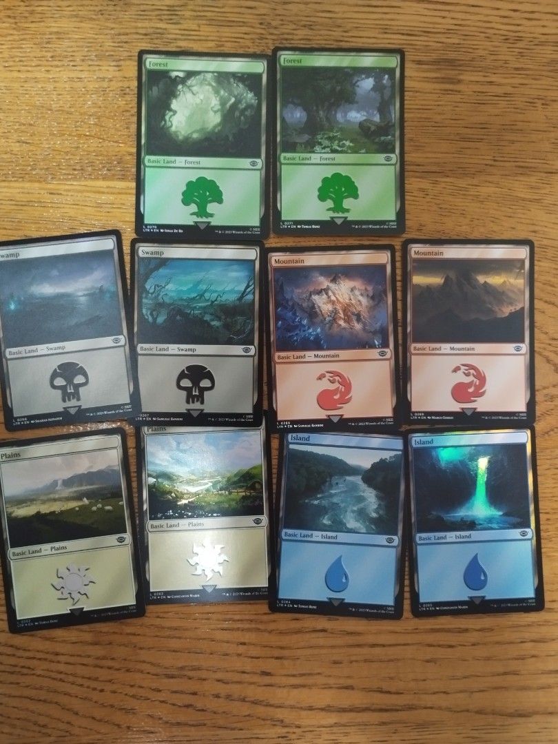 10 x Foil LOTR lands (incld 1 Perforared) - Magic the Gathering MTG ...