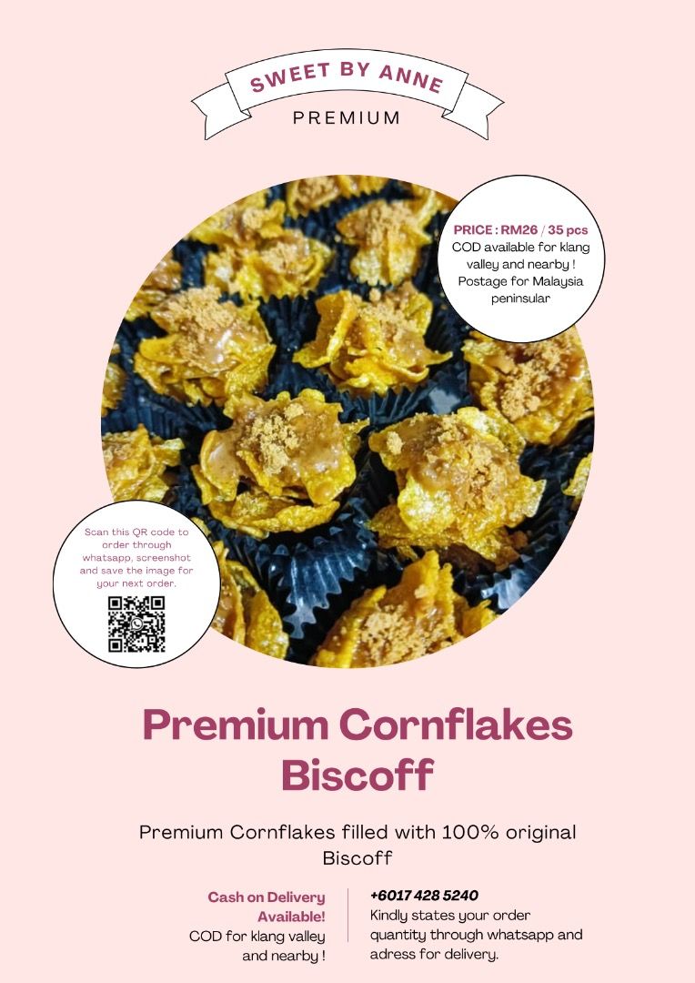 Kuih raya 2024 ! Cornflakes Biscoff Premium | Biskut raya Viral 2024 ...