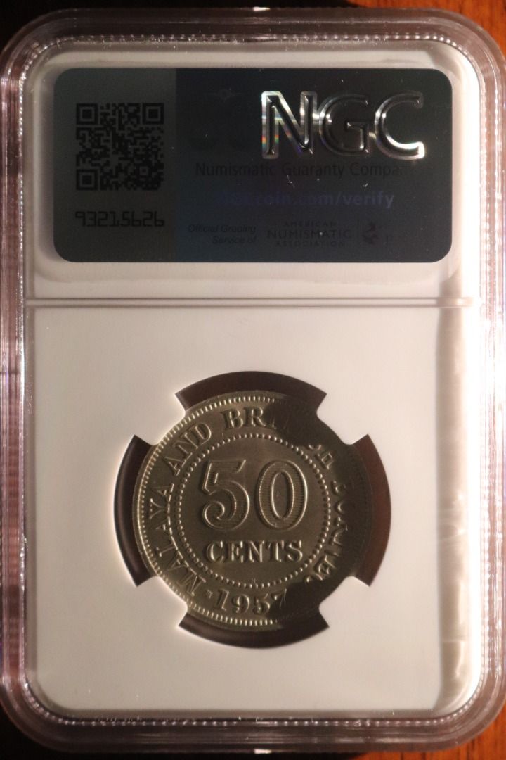 Malaya & British Borneo MS62 UNC 50C Year 1957H Graded Uncirculated ...