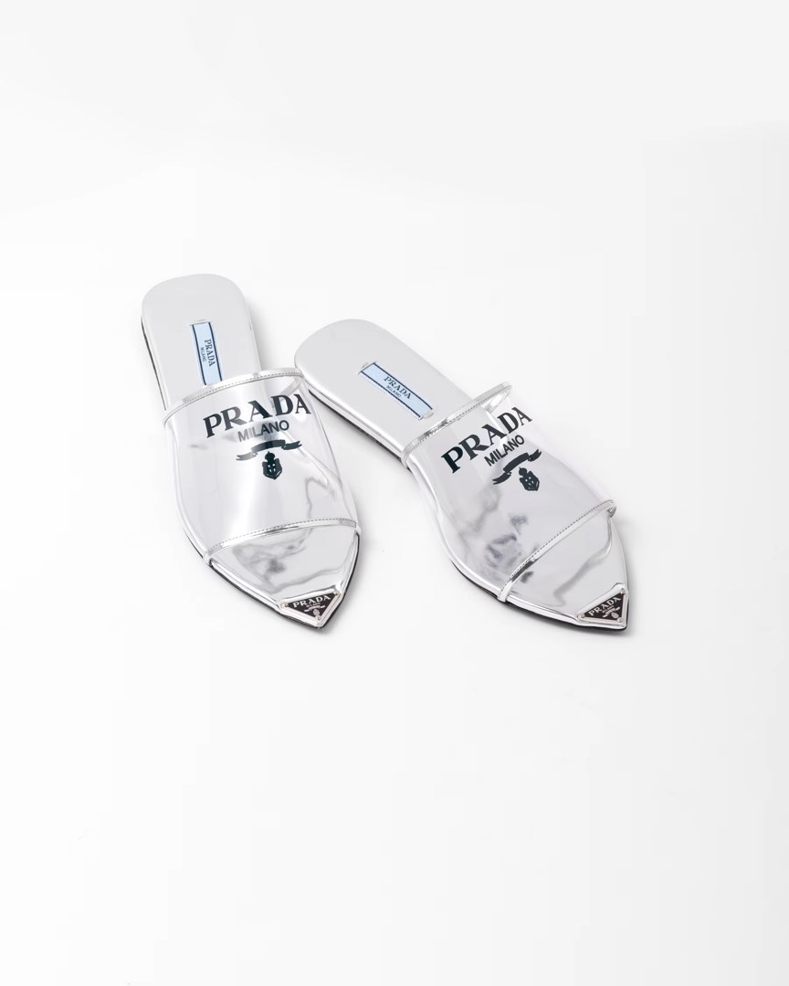 Prada Logo-print Plexiglas slides, Women's Fashion, Footwear, Flats on ...