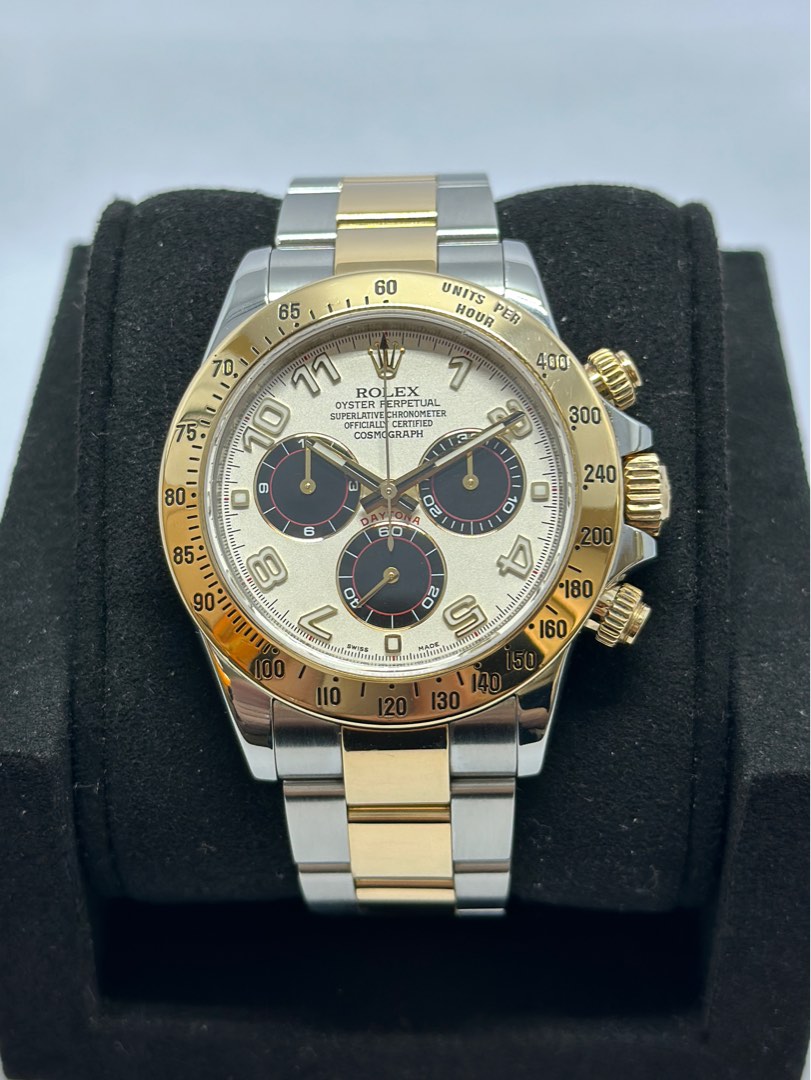 Rolex Daytona 116523 Panda Half Gold 40mm, Luxury, Watches on Carousell