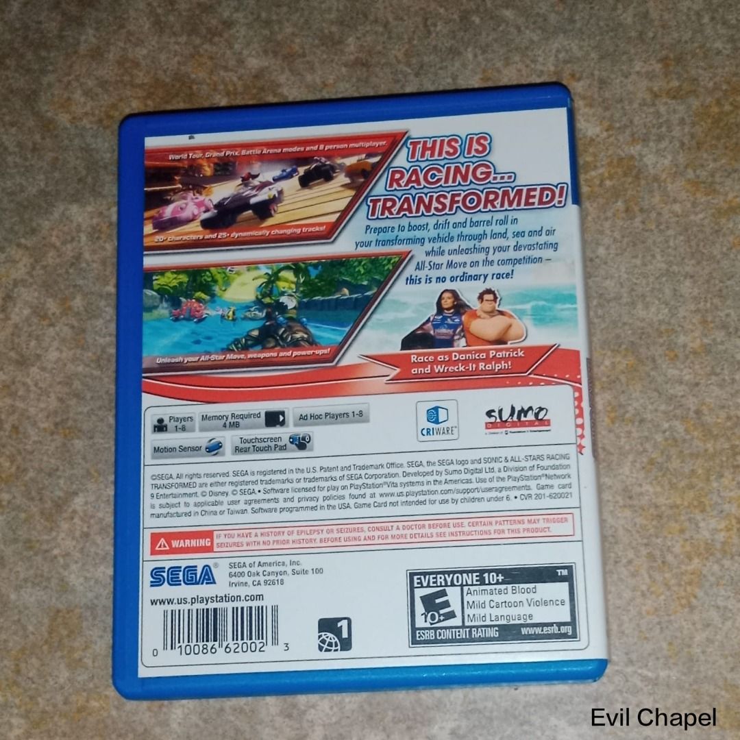 Sonic Racing All Stars Transformed PS VITA R1, Video Gaming, Video Game ...