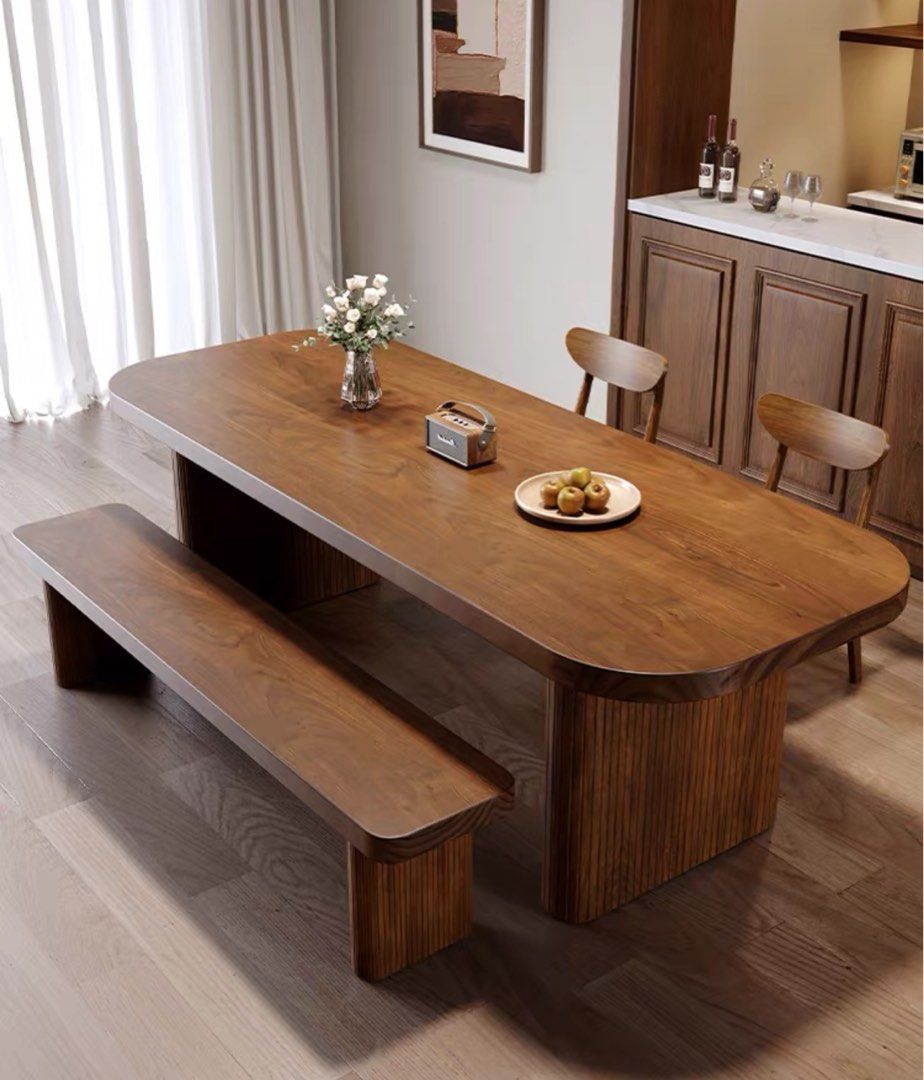 SOVON Rustic Solid Wood Dining Table, Furniture & Home Living ...