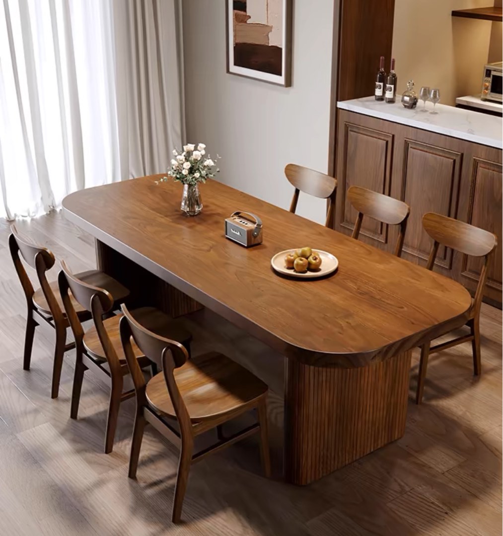 SOVON Rustic Solid Wood Dining Table, Furniture & Home Living ...