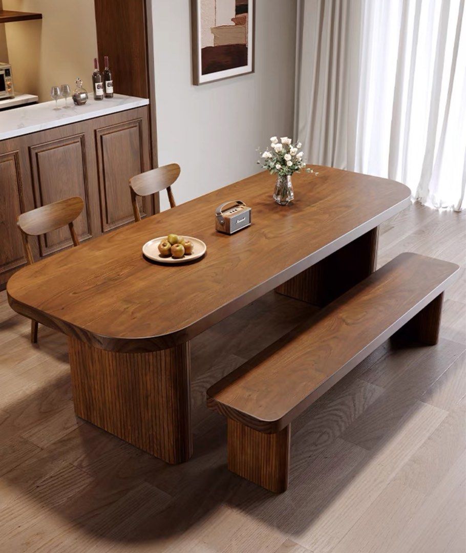 SOVON Rustic Solid Wood Dining Table, Furniture & Home Living ...