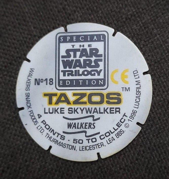 Star Wars x Tazos Token - Luke Skywalker (No. 18), Hobbies & Toys ...