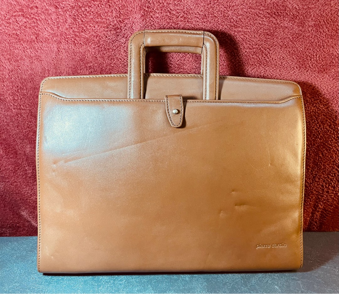 Vintage Pierre Cardin Calfskin Leather Briefcase Portfolio Clutch With ...