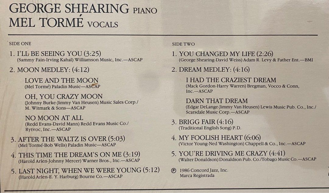 Vinyl / LP: jazz, piano, AUDIOPHILE- George Shearing Mel Torme An ...