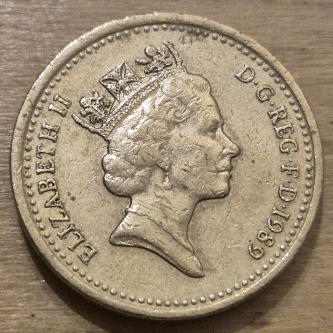 1989 Great Britain Queen Elizabeth II Scottish Thistle 1 Pound Coin ...