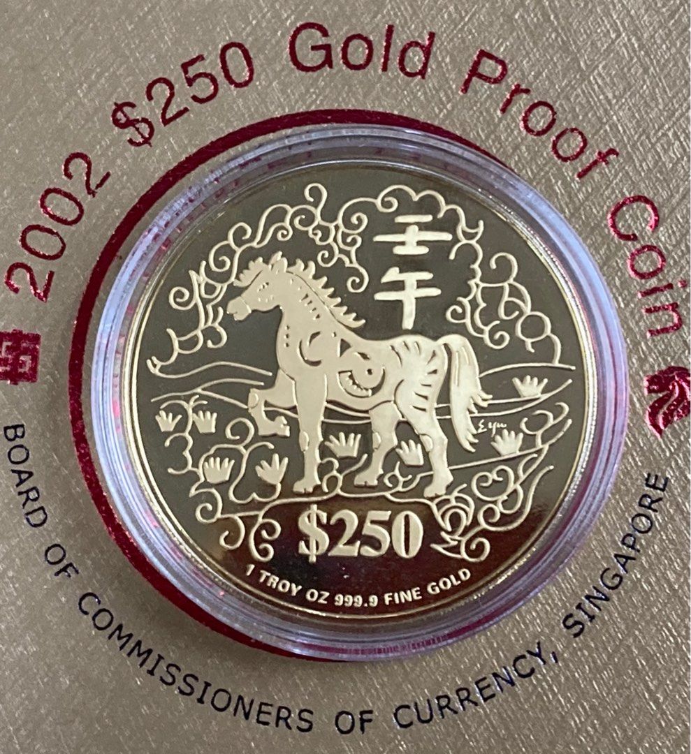2002 SG $250 Horse Gold coin , Hobbies & Toys, Memorabilia & Collectibles, Currency on Carousell