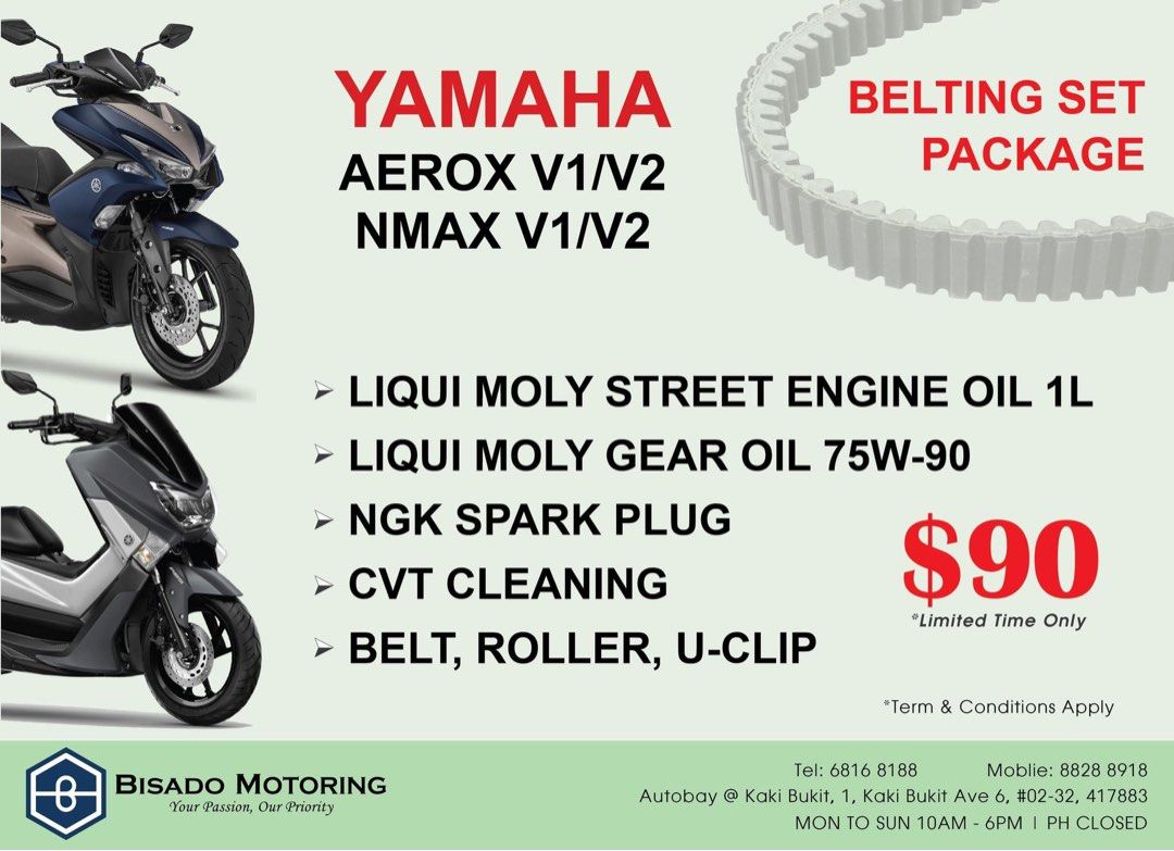 AEROX V1 V2 / NMAX V1 V2 SCOOTER FULL SERVICING PACKAGE WITH BELTING ...