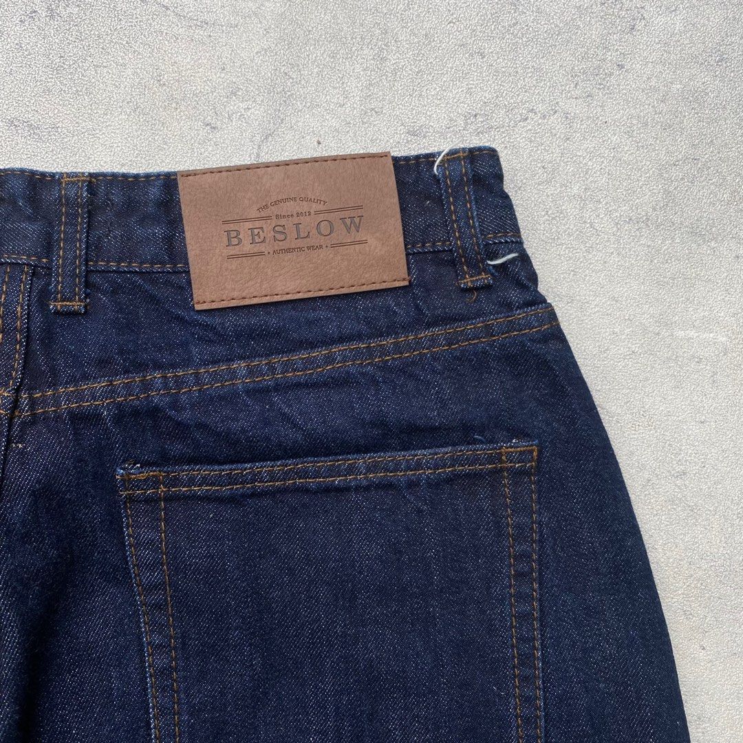Beslow selvedge baggy fit blue indigo jeans (29), Fesyen Pria, Pakaian ...
