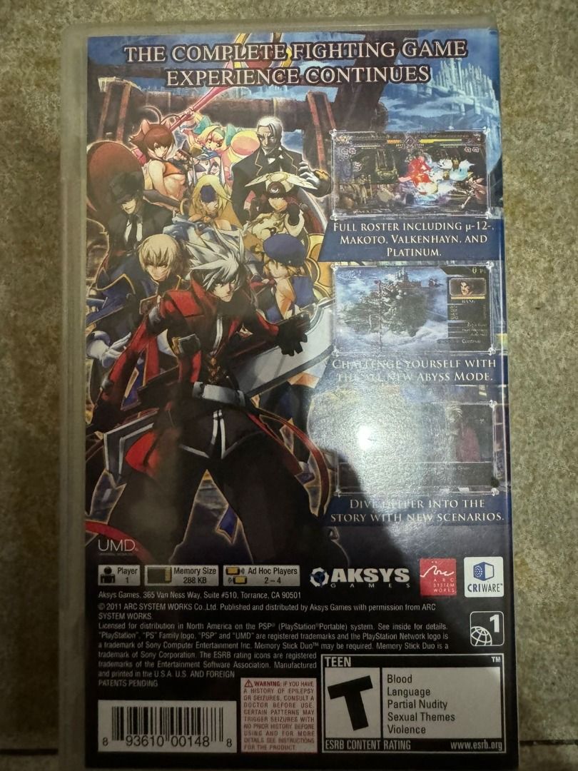 Blazblue Continuum Shift PSP R1, Video Gaming, Video Games, PlayStation ...