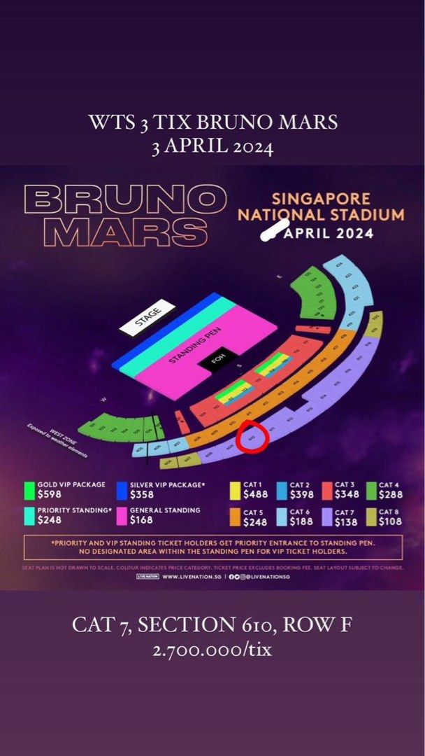 Bruno Mars Singapore Ticket Tiket And Voucher Tiket Acara Di Carousell