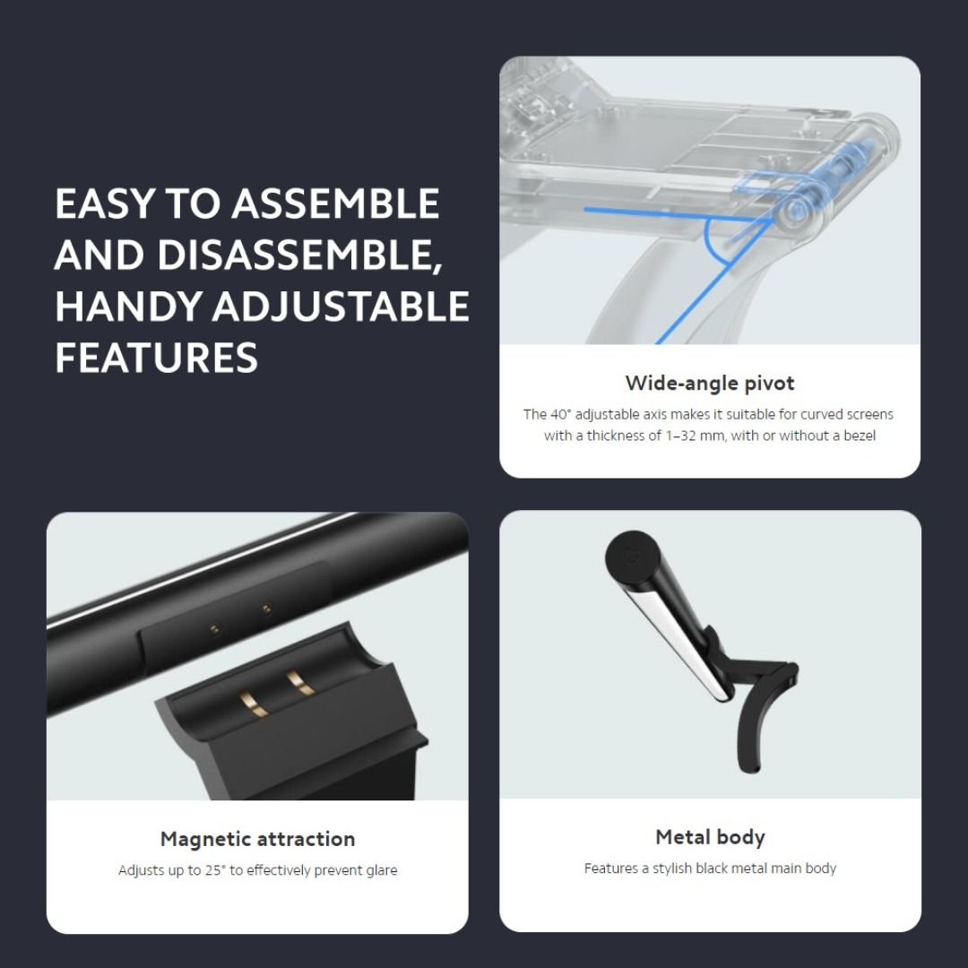 XIAOMI Computer Monitor Light Bar No Screen Reflection Wireless Remote ...