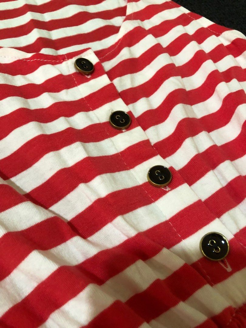 dress garis garis merah putih, Fesyen Wanita, Muslim Fashion, Gaun di ...