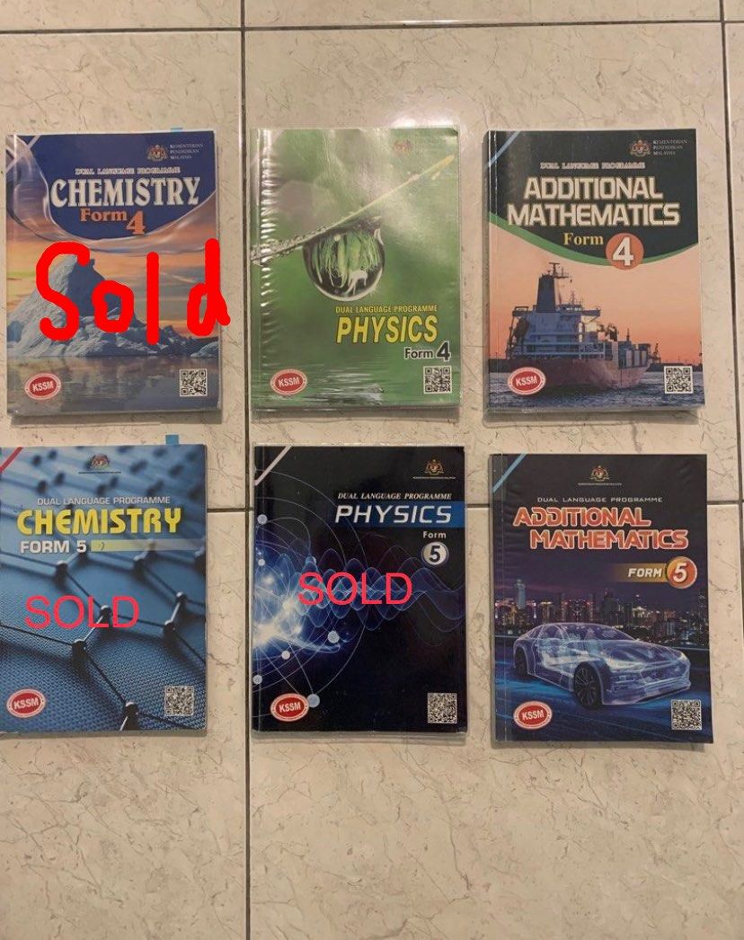 FORM 4 & FORM 5 SPM Physics Chemistry Additional Mathematics Text Books ...