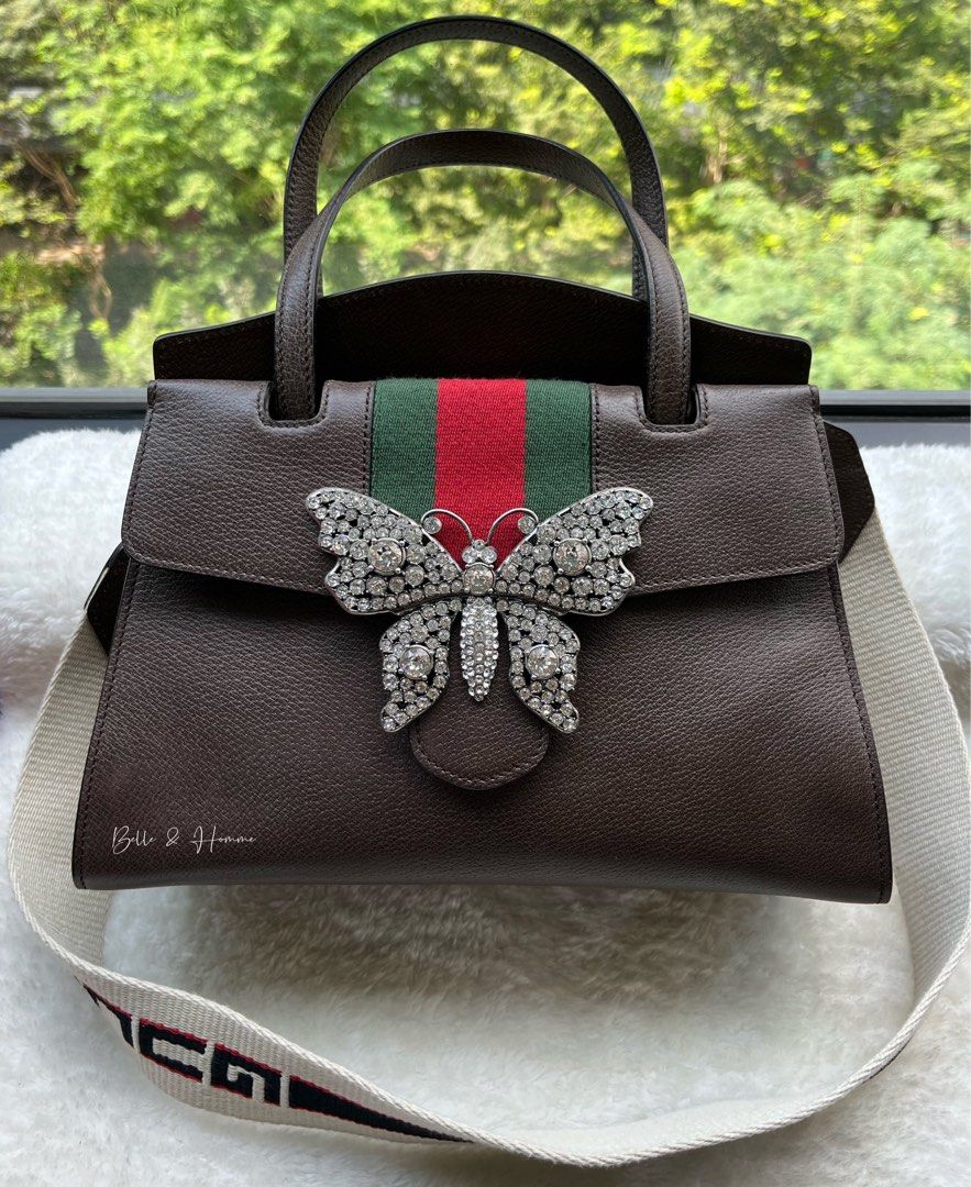 Gucci Glitter Butterfly Brown Tote, Luxury, Bags & Wallets on Carousell