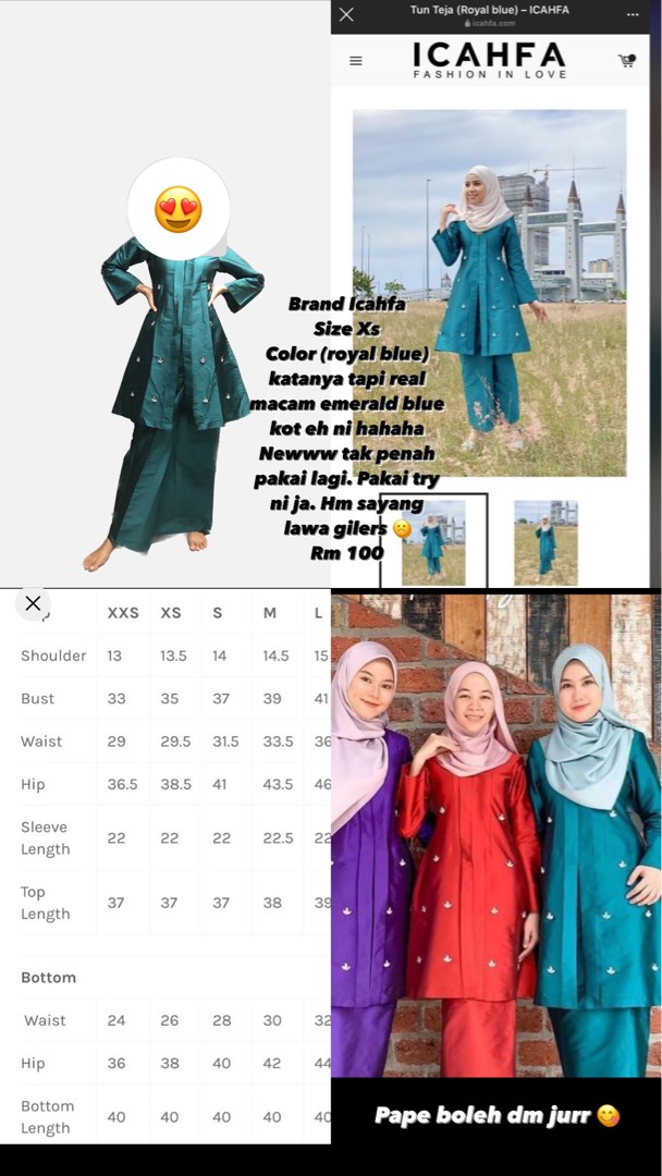 Icahfa kebaya, Women's Fashion, Muslimah Fashion, Baju Kurung & sets on ...