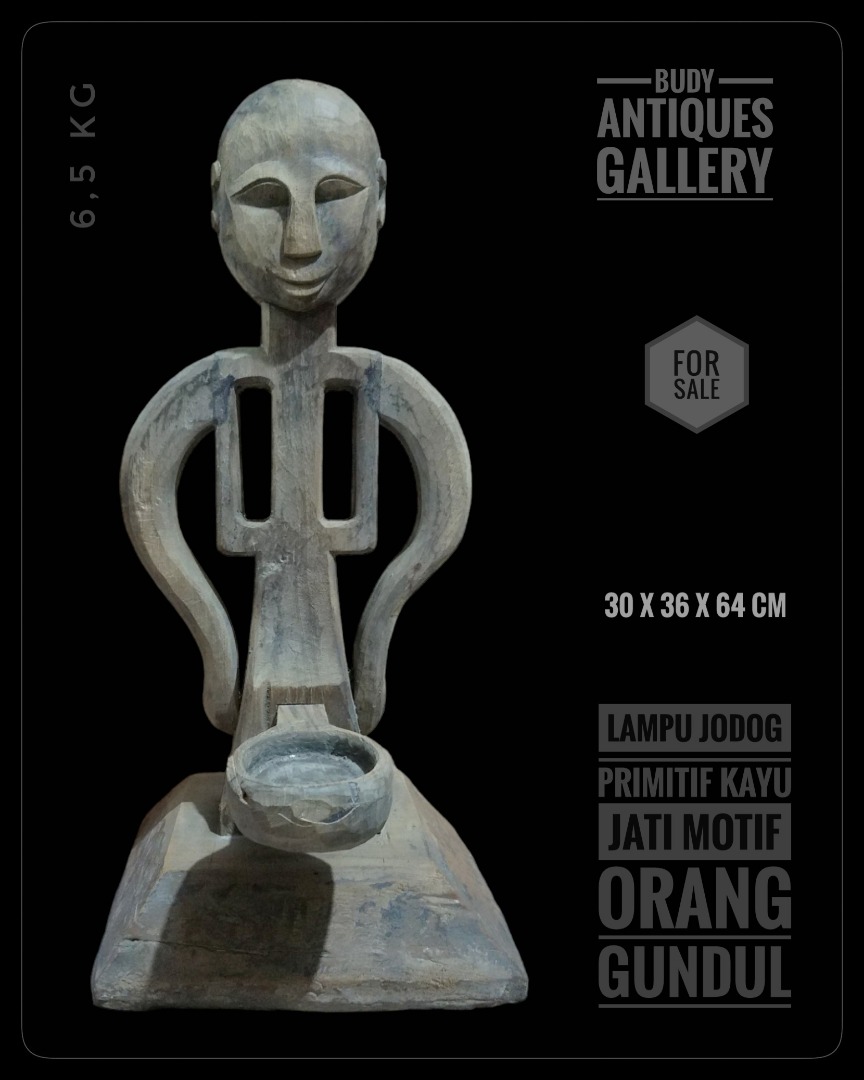 Lampu Jodog Jawa Kuno Motif Orang Primitif Bahan Kayu Jati - Ep.1AA ...
