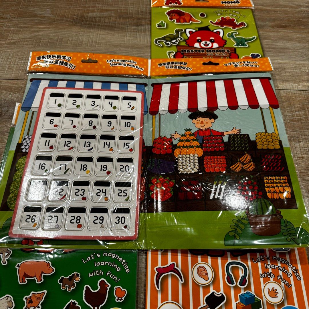 Master momo 磁鐵書 數字 恐龍 農場 身體 日本購入, 嬰兒及兒童, 嬰兒玩具在旋轉拍賣