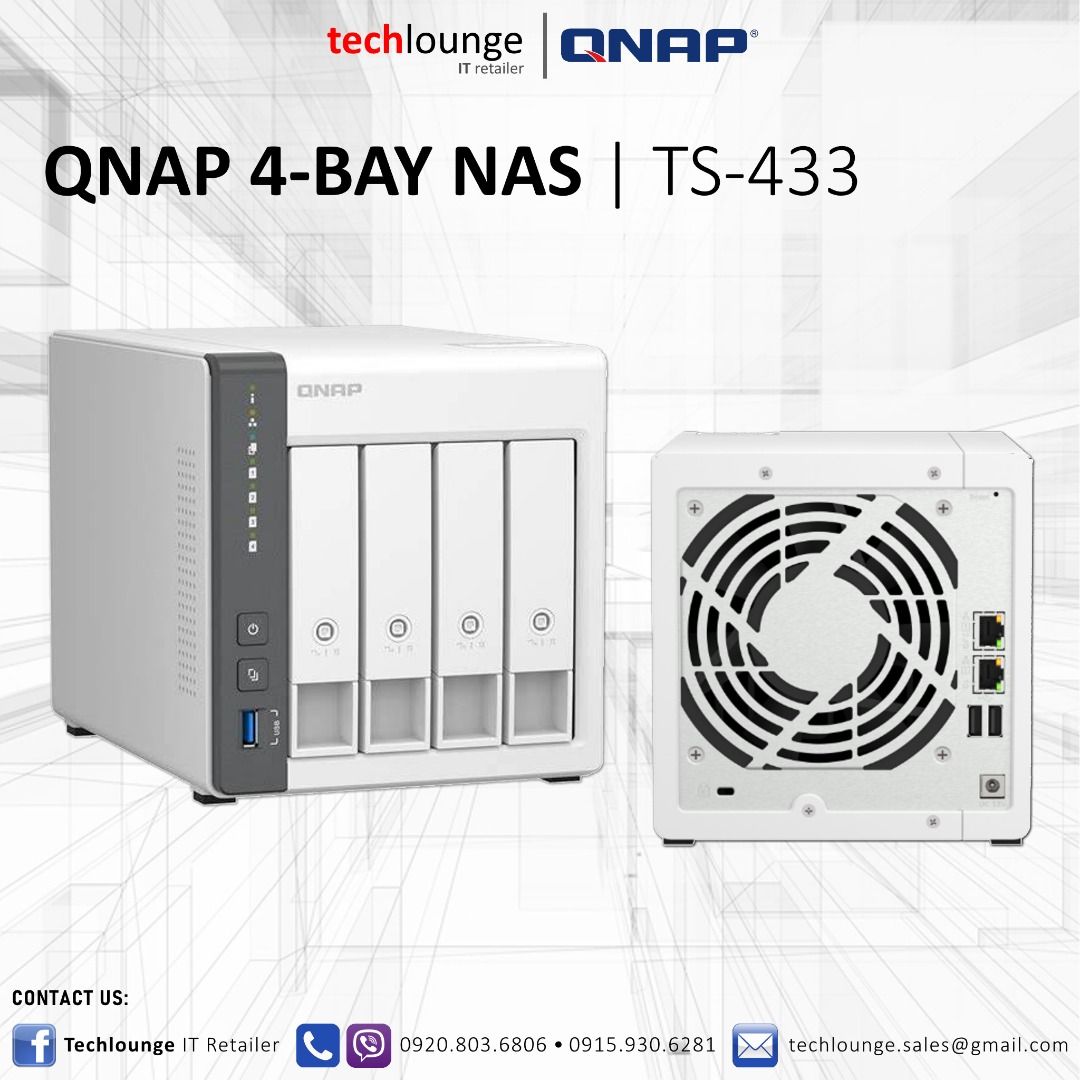 QNAP 4-Bay Network-Attached Storage | TS-433 - ARM Cortex-A55, 4GB, 4x ...