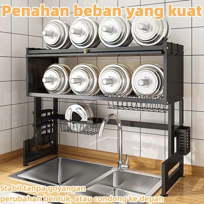 Rak Drainase Tahan Debu Teleskopik dengan Tutup Tempat Piring Wastafel ...