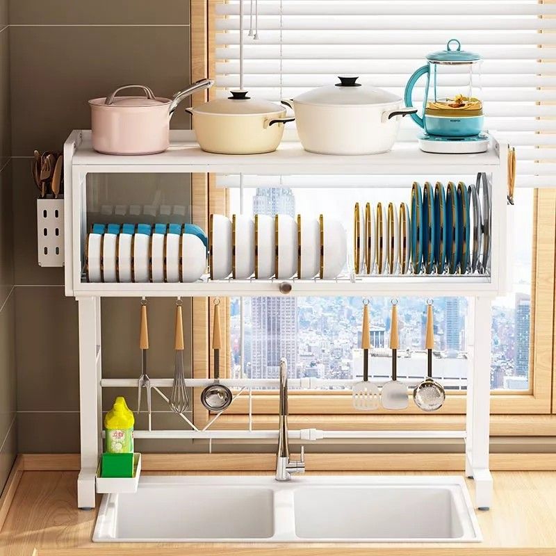 Rak Drainase Tahan Debu Teleskopik dengan Tutup Tempat Piring Wastafel ...