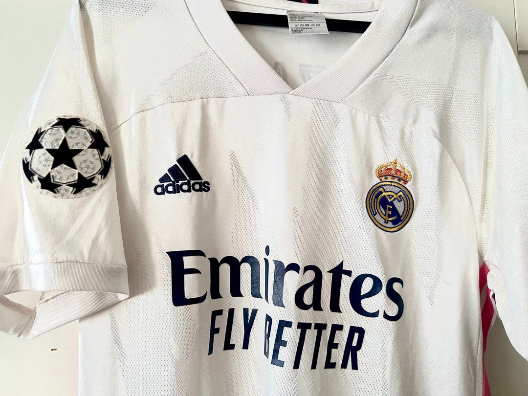 Real Madrid 20/21 Home Kit with Hazard 7 Nameset & Full UCL Patches ...