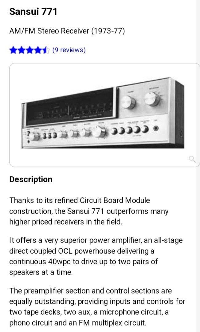 SANSUI Stereo Receiver 771, Audio, Other Audio Equipment on Carousell