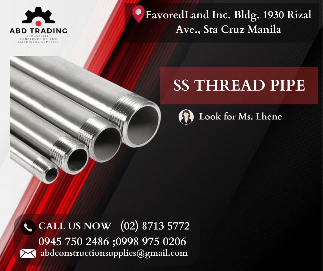 SS THREADED PIPE, Commercial & Industrial, Construction Tools ...