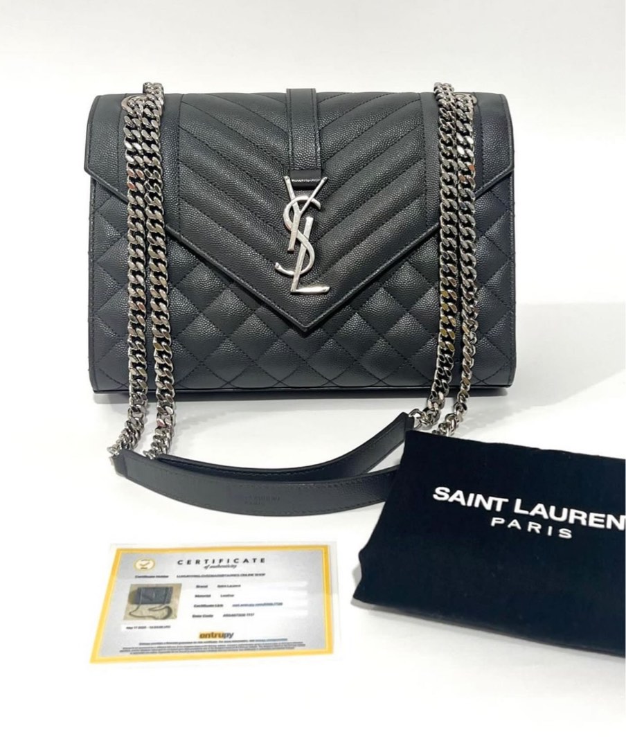YSL Envelope Chain Medium Mix Matelasse Leather, Luxury, Bags & Wallets ...