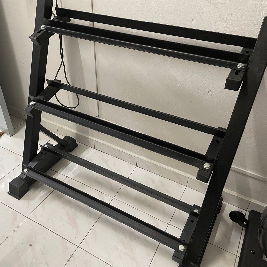 3 Tier Heavy Duty Dumbbell Rack Shelf Holder Solid Metal Weight Storage ...