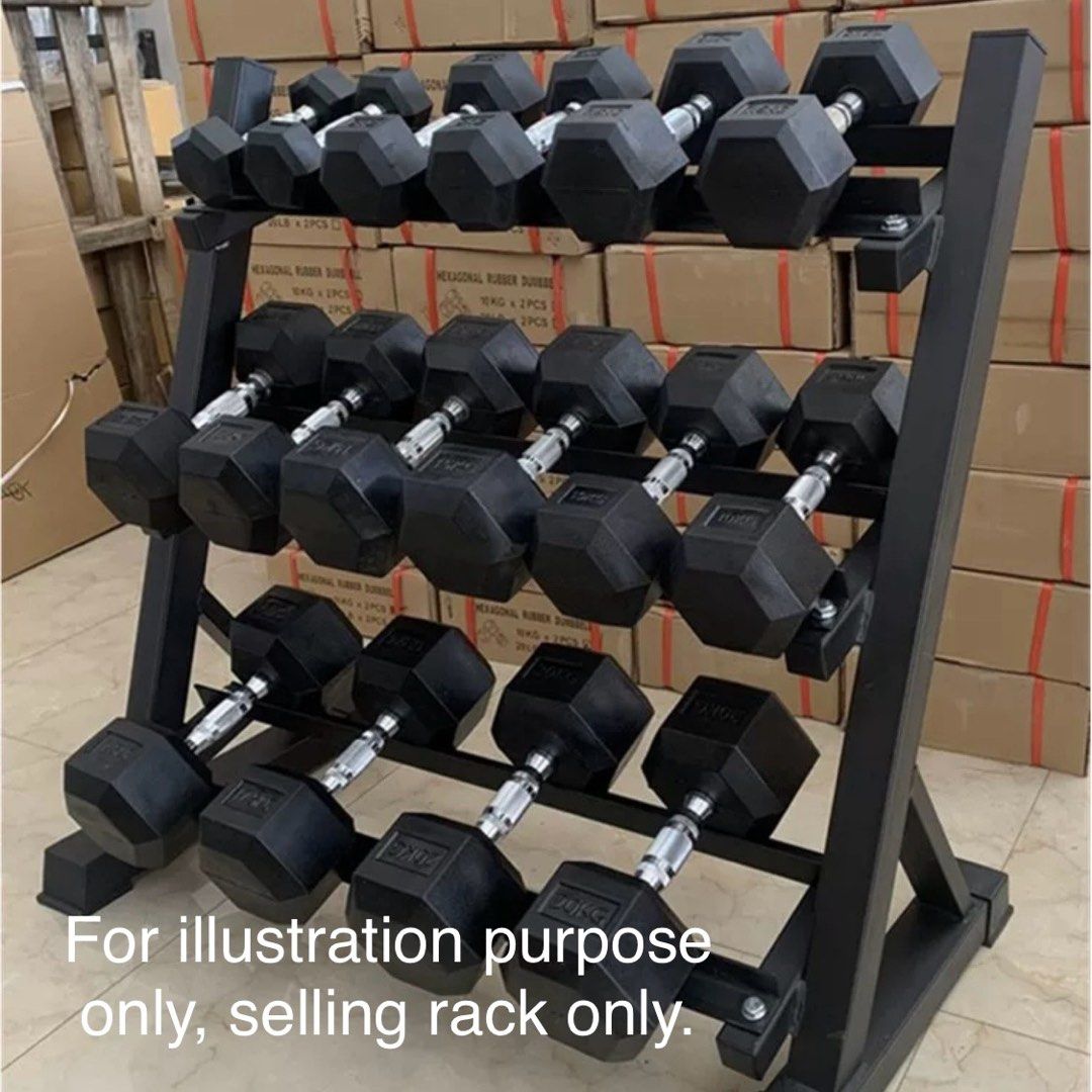 3 Tier Heavy Duty Dumbbell Rack Shelf Holder Solid Metal Weight Storage ...