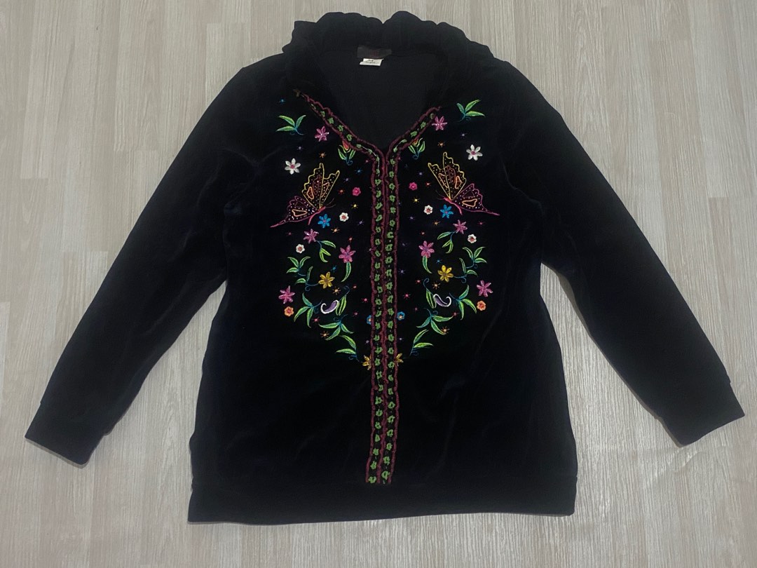 80s 90s Vintage Ghole Paris velvet embroidered magical top aesthetic ...