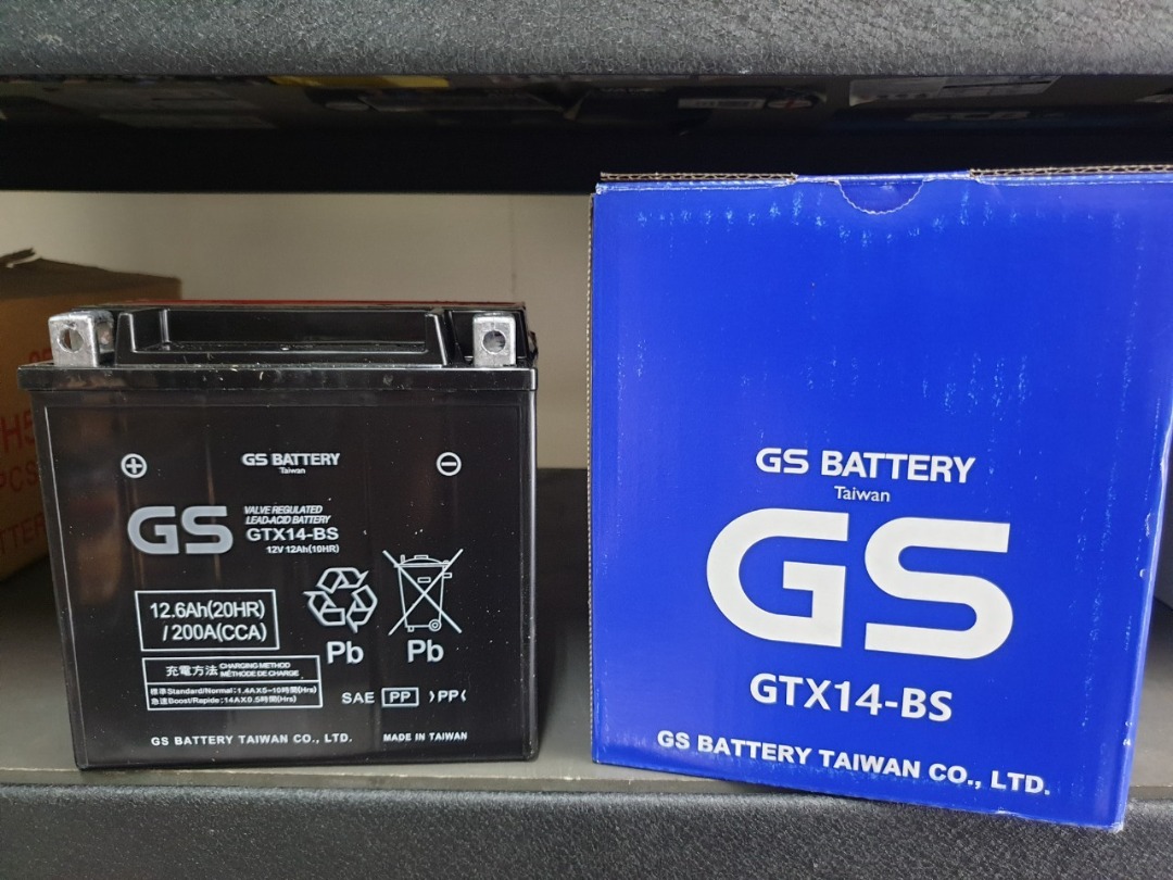 (全新品) GS GTX14-BS (同 YTX14-BS ) 重機電瓶 山葉 本田 鈴木 川崎 光陽, 汽機車零配件在旋轉拍賣