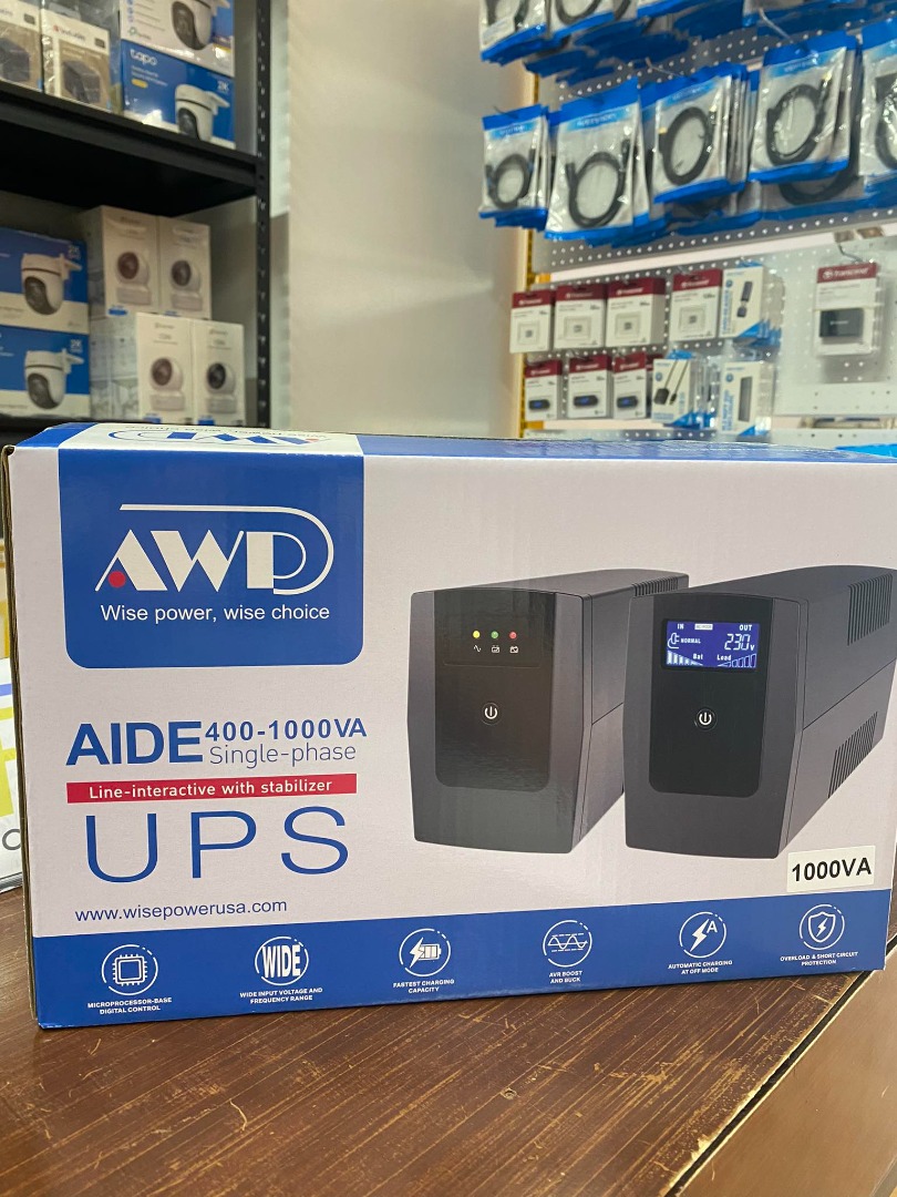 AWP AID1000 UPS 1KVA/600W Line Interactive 4 Sockets LED Indicators ...