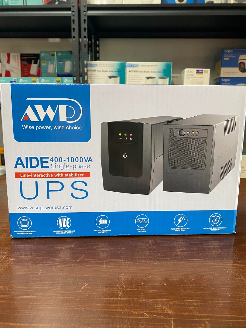 AWP AID650 UPS 650VA/390W Line Interactive 4 Sockets LED Indicators ...