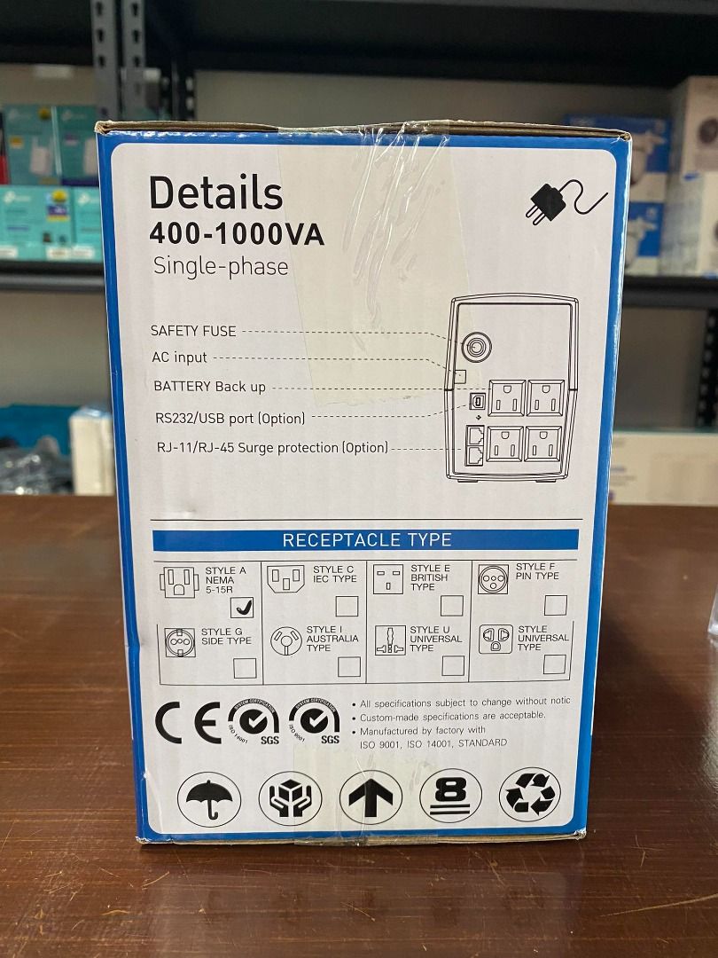 AWP AID650 UPS 650VA/390W Line Interactive 4 Sockets LED Indicators ...
