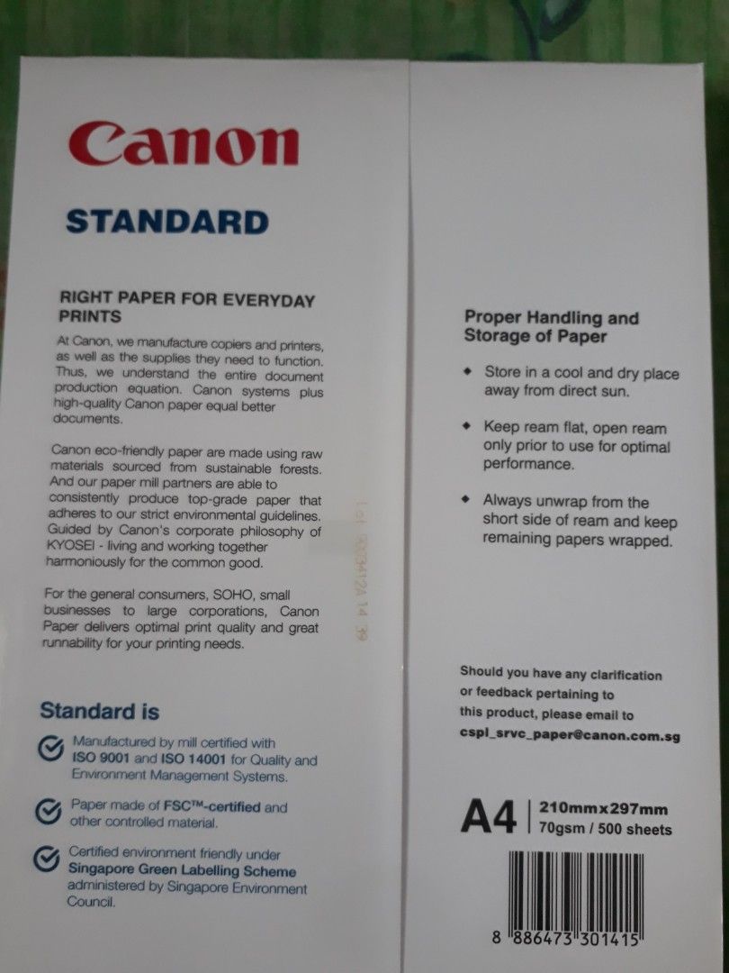 Canon/Paper 0ne A4Copy Paper., Hobbies & Toys, Stationery & Craft ...