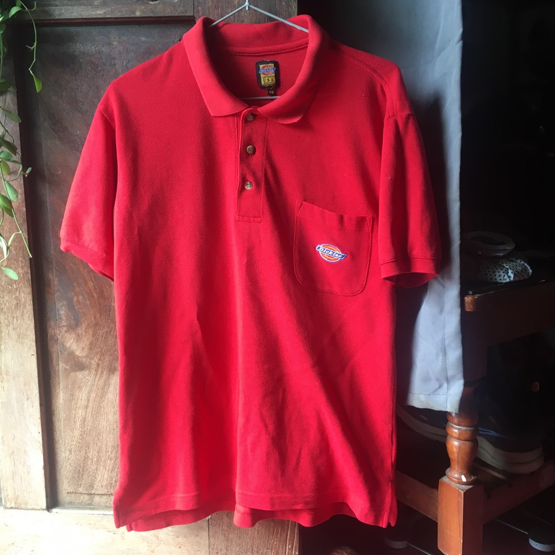 (xs on tag Fits medium Men)Dickies red polo shirt, Men's Fashion, Tops ...