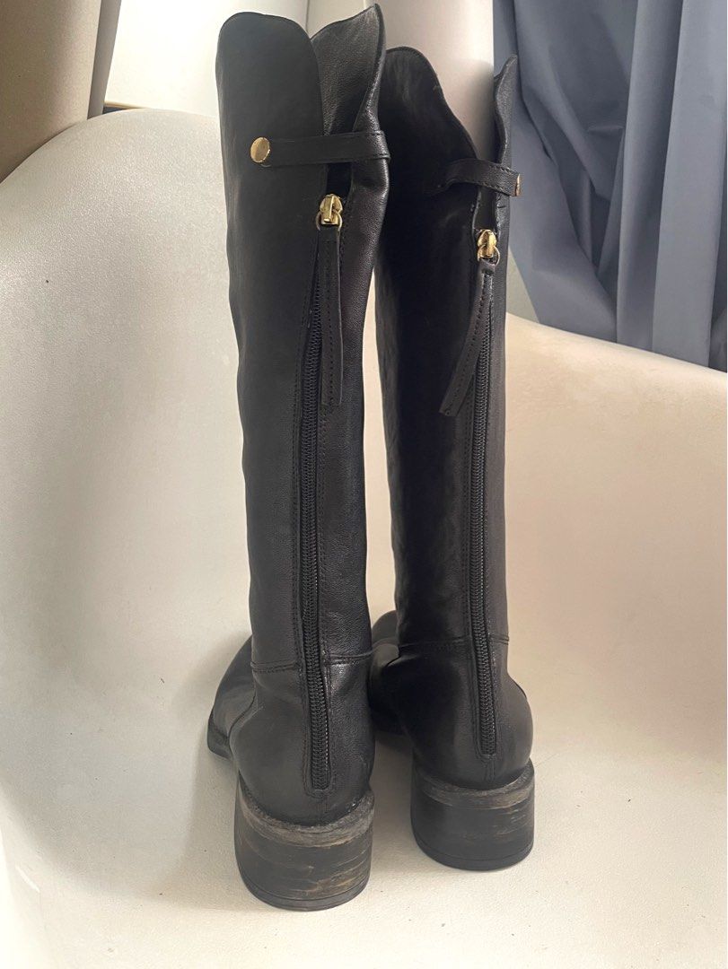 Linea Leather Boots, Fesyen Wanita, Sepatu di Carousell