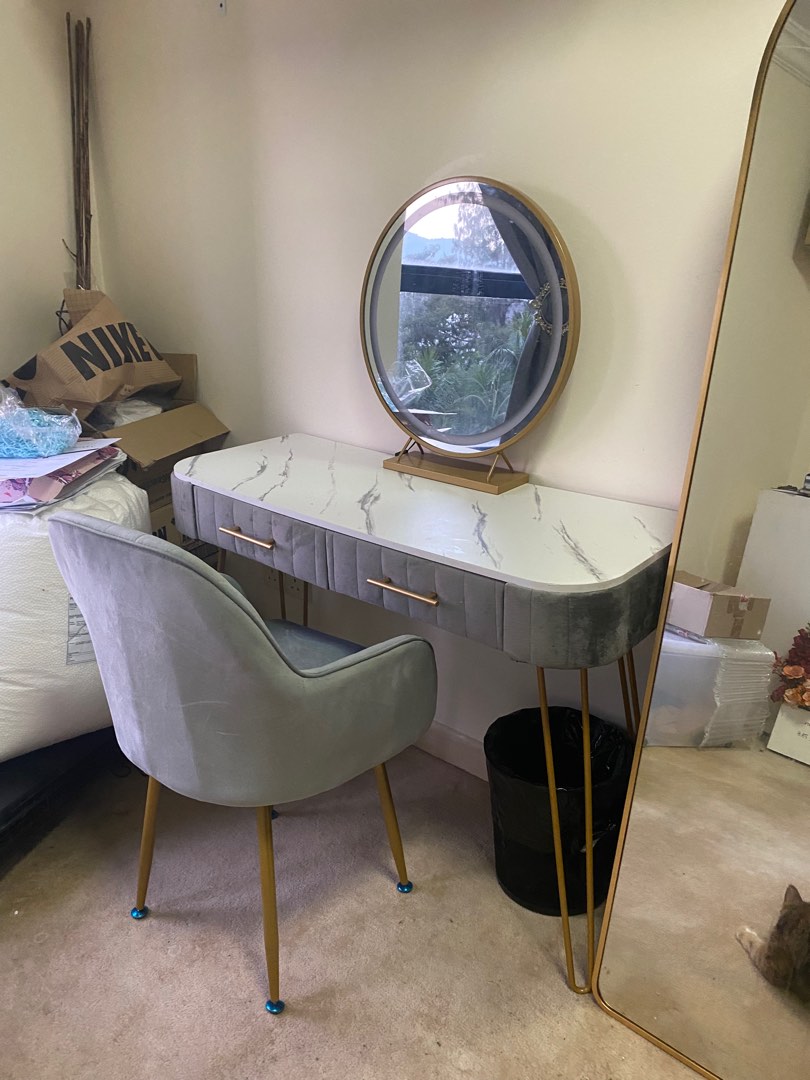 Makeup Vanity Table With LED Mirror, Furniture & Home Living, Furniture ...