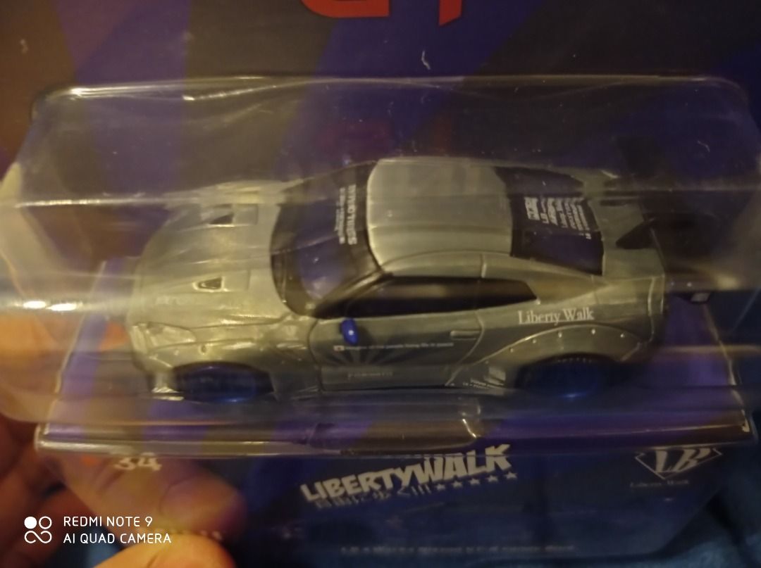 MINI GT 34 chase LBWK Nissan GT-R (R35) Candy Blue Type 1, Rear Wing ...