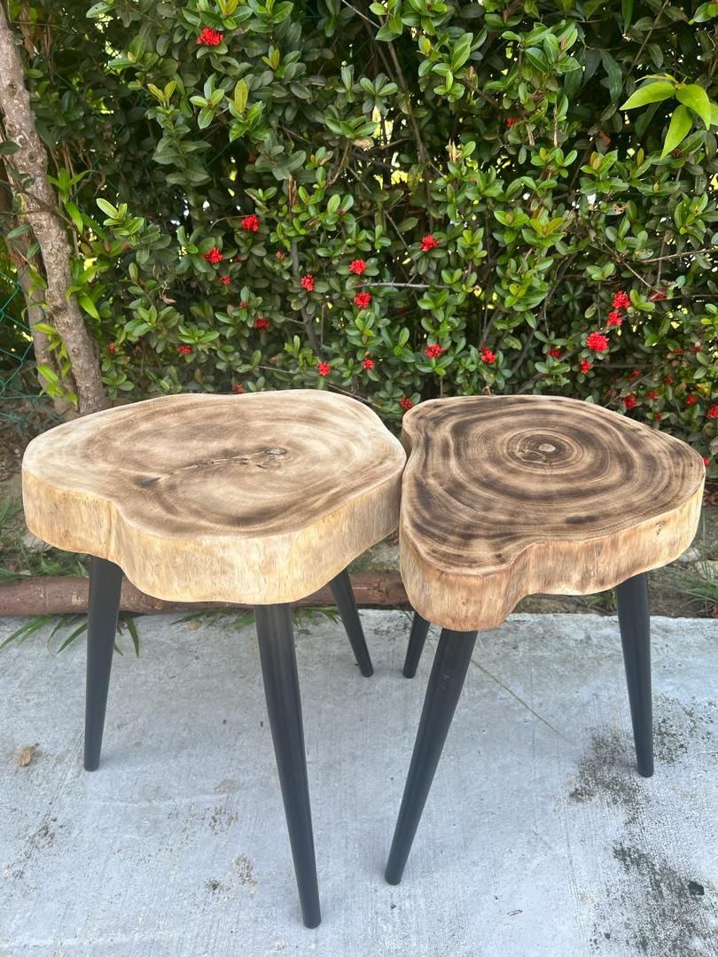 Natural Wood Slab Side Table, Furniture & Home Living, Furniture ...